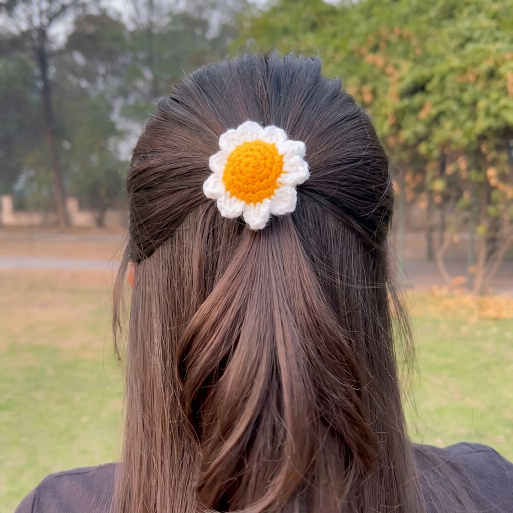 Handmade Daisy Crochet Hair Tie — The आई Studio